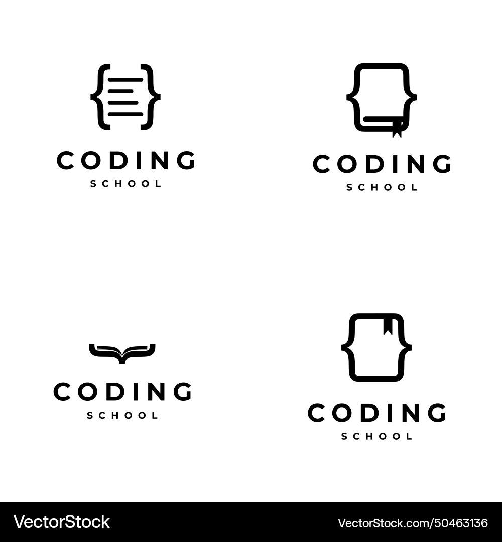 Set of code learning logo design icon school Vector Image