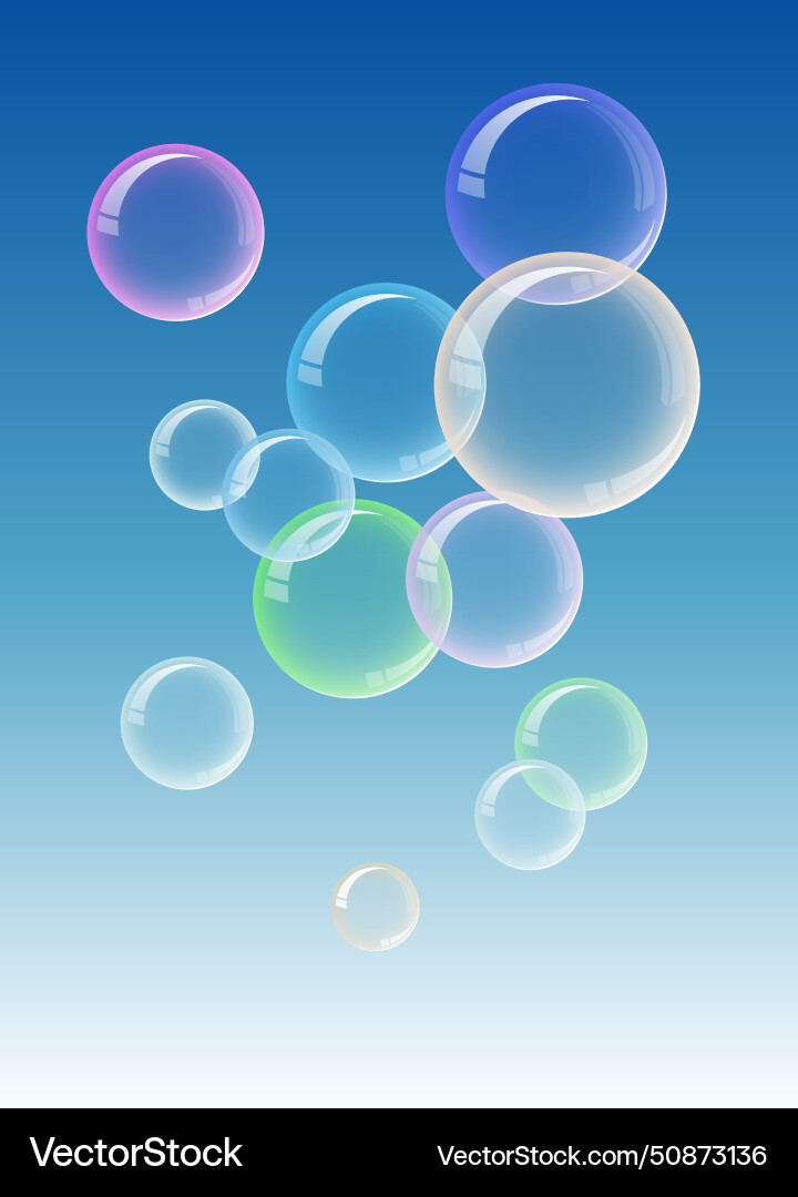 Soap bubbles with reflection Royalty Free Vector Image