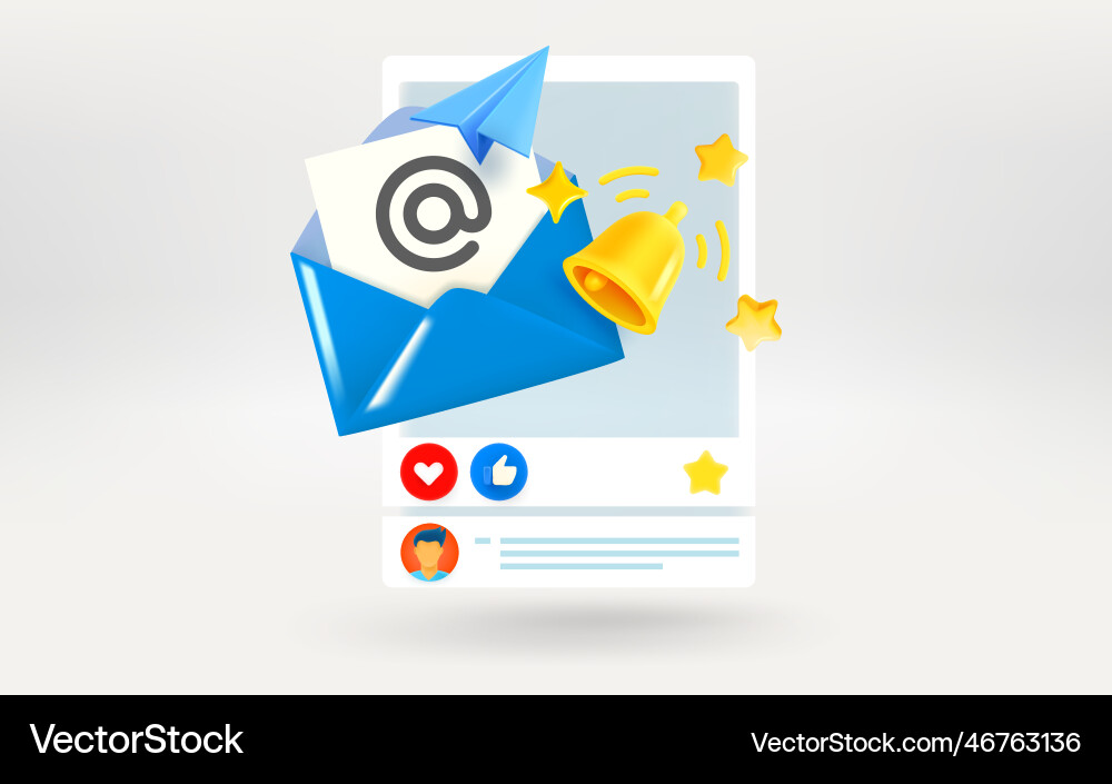Social media post with new letter receiving Vector Image