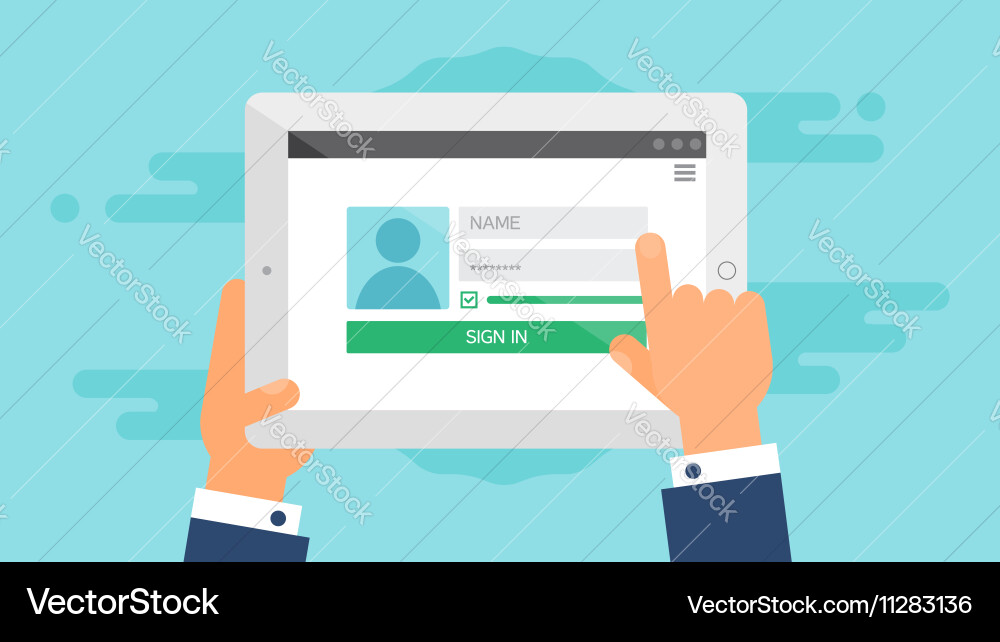 Tablet Login Form Template Royalty Free Vector Image