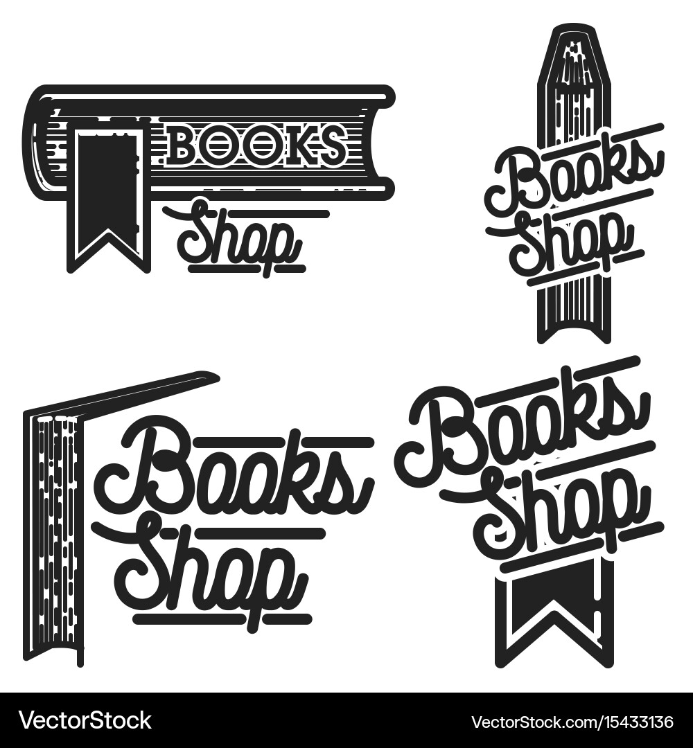 Vintage books shop emblems Royalty Free Vector Image