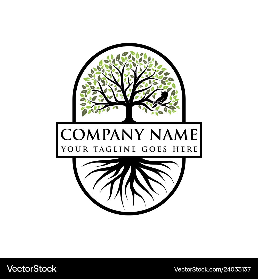 Abstract vibrant tree logo design root Royalty Free Vector