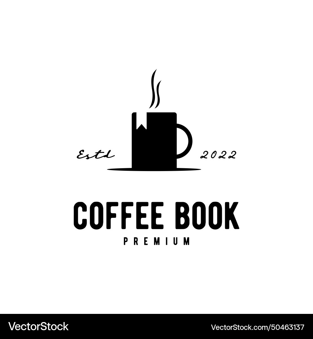 Coffee book logo design vintage cup combine Vector Image