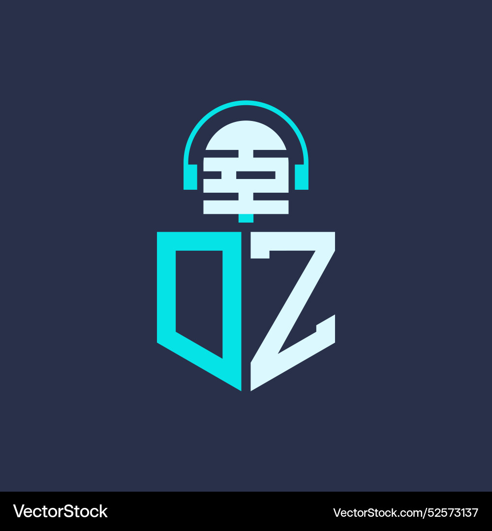 Dz microphone logo design for audio music Vector Image