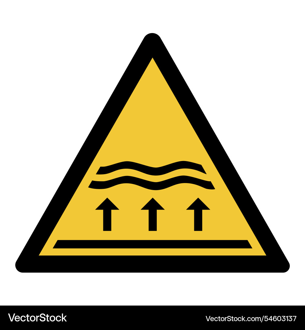 Flood zone warning sign yellow triangle Royalty Free Vector