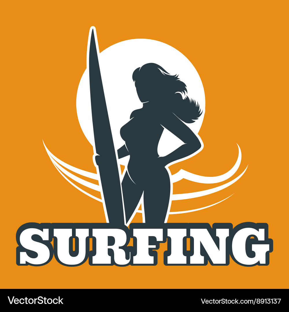 Surfing colorful emblem Royalty Free Vector Image