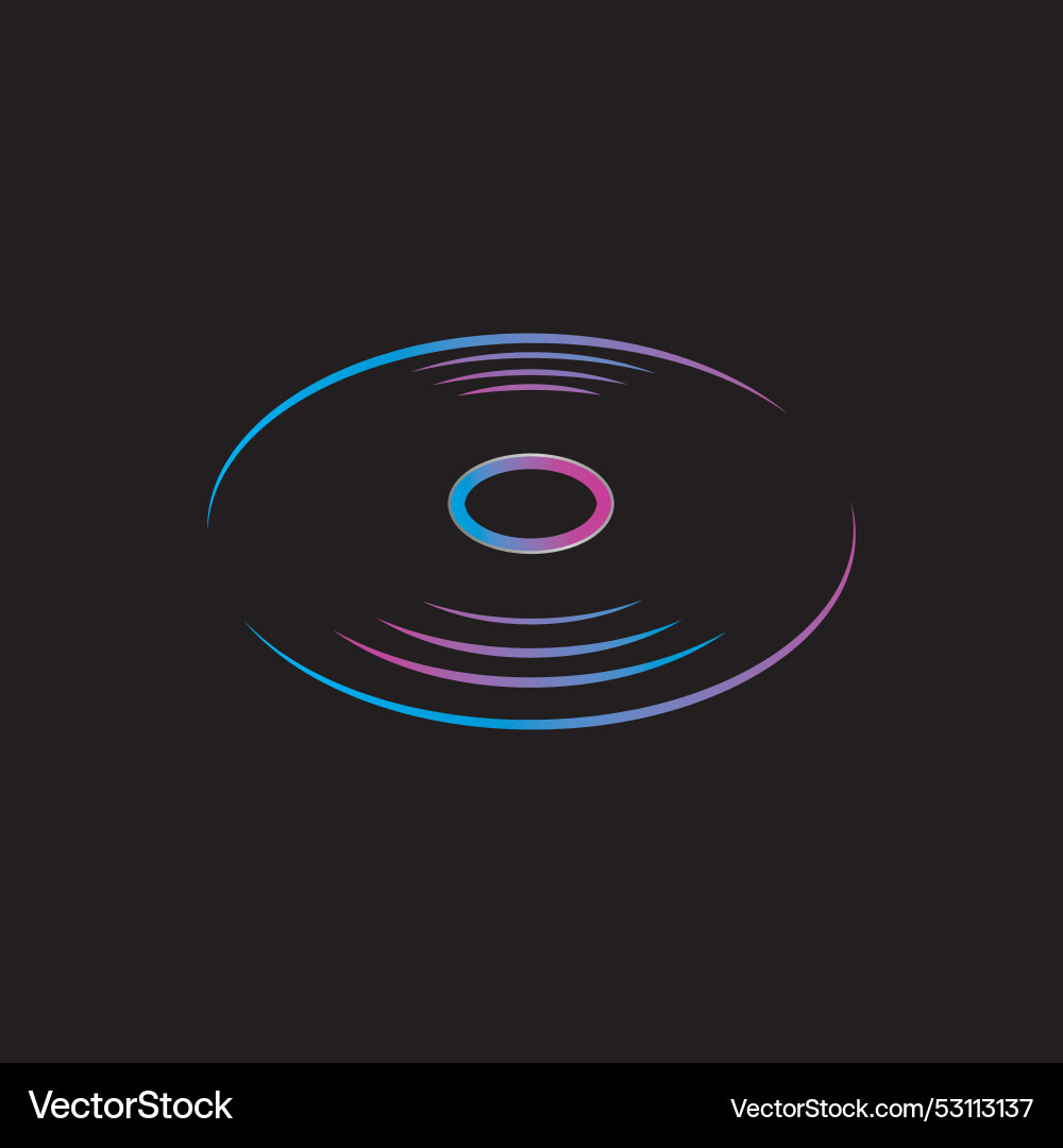 Vinyl music element design isolated in black Vector Image