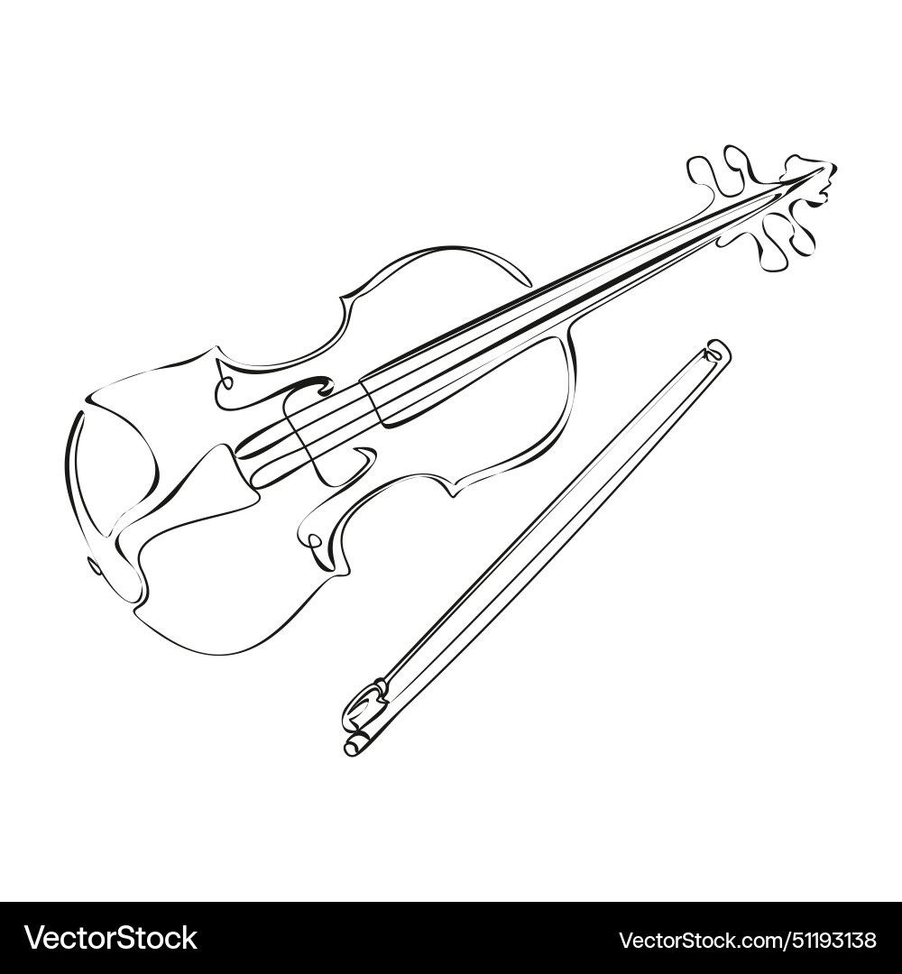 A single line drawing of violin continuous Vector Image