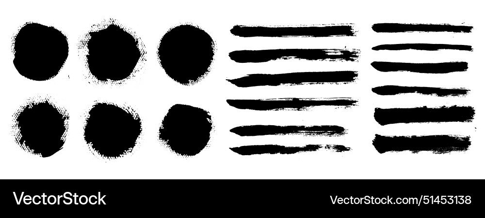 Brush strokes painted rectangles round Royalty Free Vector