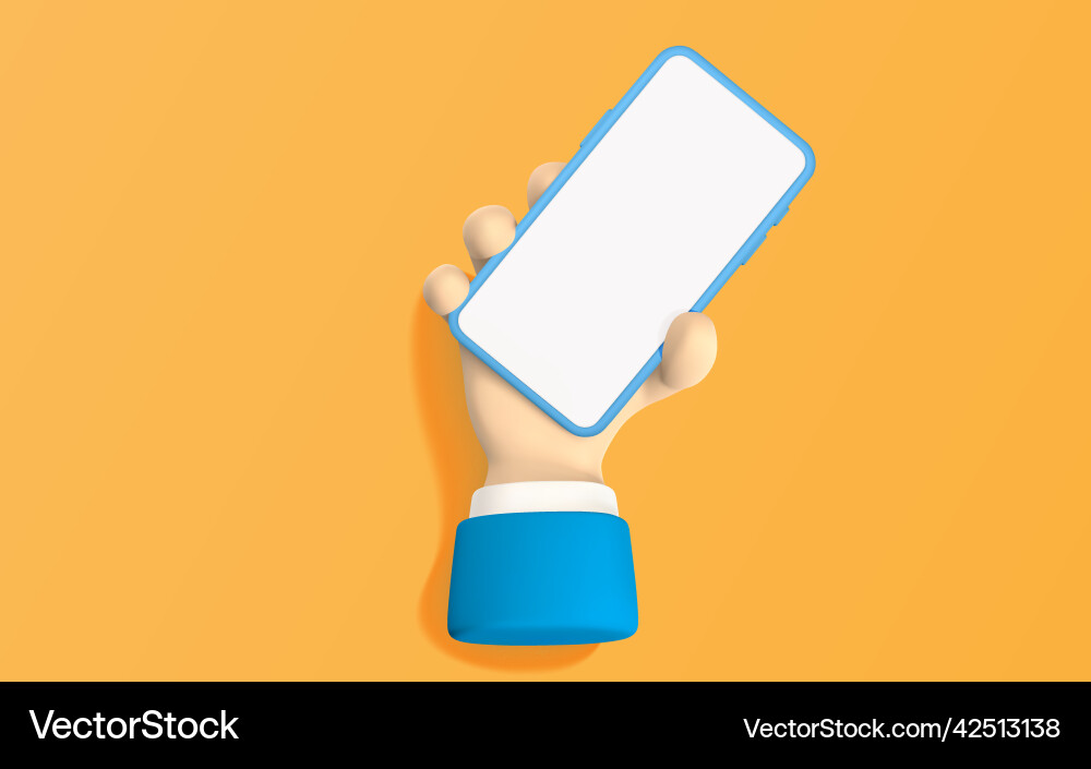 Cartoon character hand with smart phone scrolling Vector Image