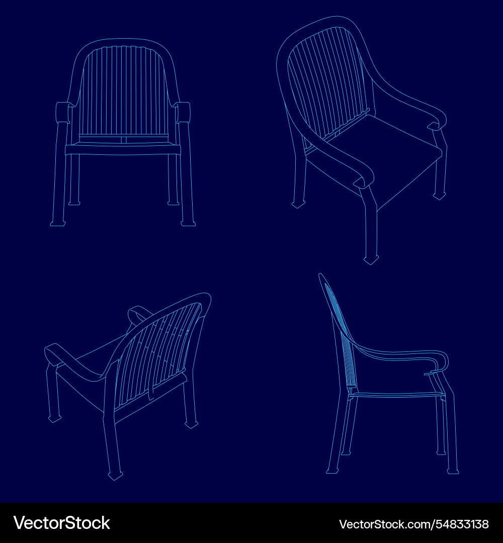 Chair is shown in four different angles Royalty Free Vector