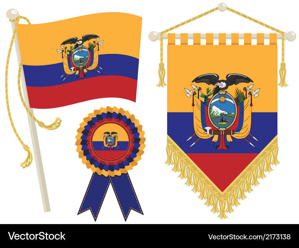 Ecuador flags Royalty Free Vector Image - VectorStock