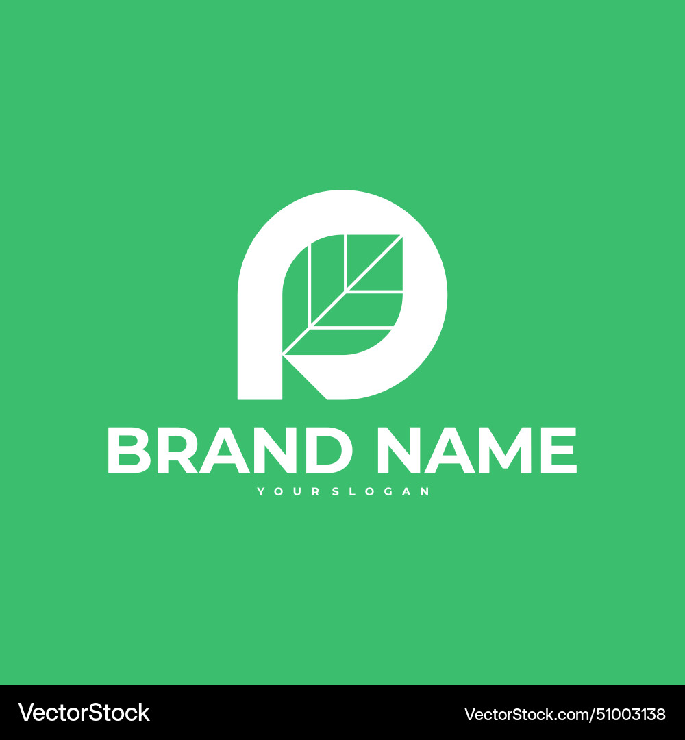 Letter p initial leaf negative space logo icon Vector Image