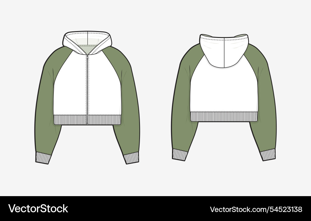 Midriff hoodie sketch template Royalty Free Vector Image
