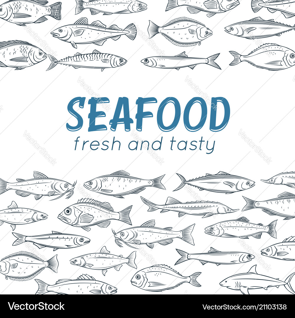 Poster hand drawn fish Royalty Free Vector Image