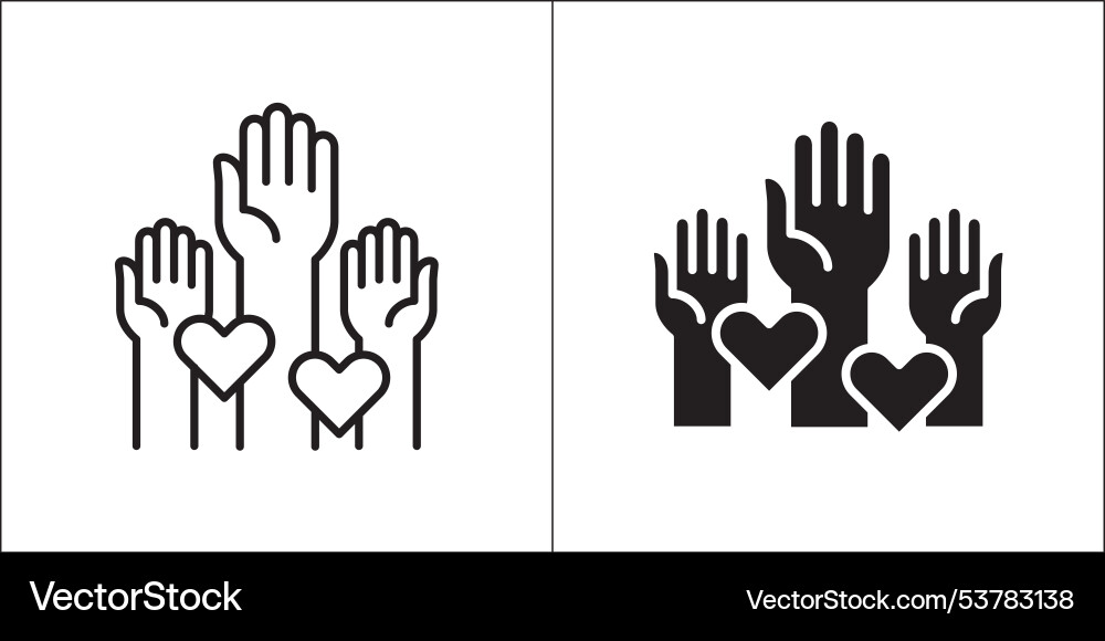 Raising hands for volunteer icon participate Vector Image