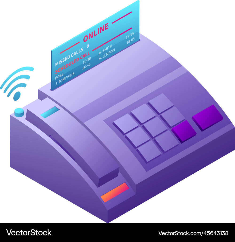 Wireless office fax composition Royalty Free Vector Image
