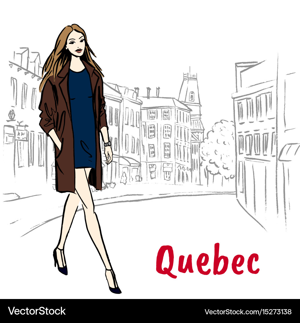 Woman in quebec Royalty Free Vector Image - VectorStock