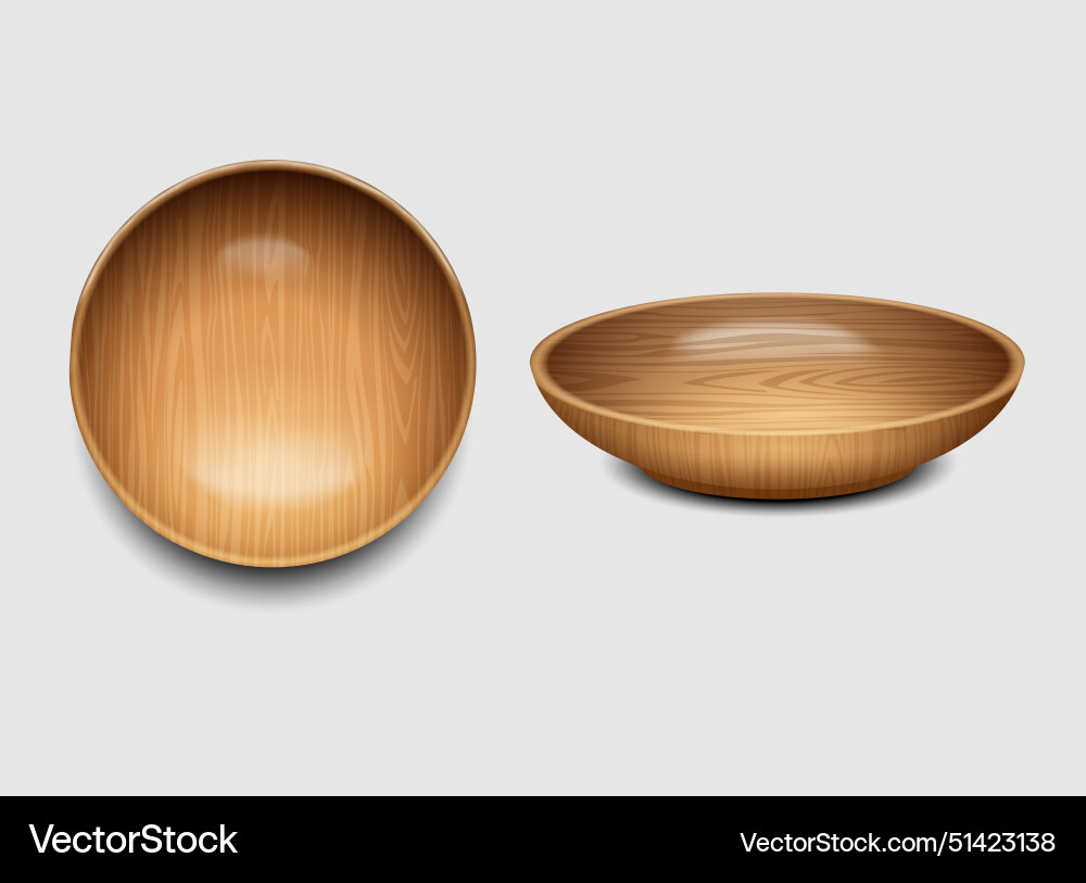 Wooden plate realistic 3d set Royalty Free Vector Image