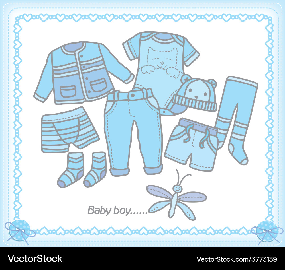 Baby boy clothes Royalty Free Vector Image - VectorStock