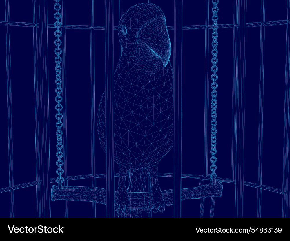 Bird is sitting on a swing in cage Royalty Free Vector Image