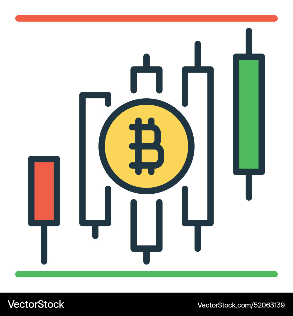 Bitcoin trading candlestick charts colored icon Vector Image