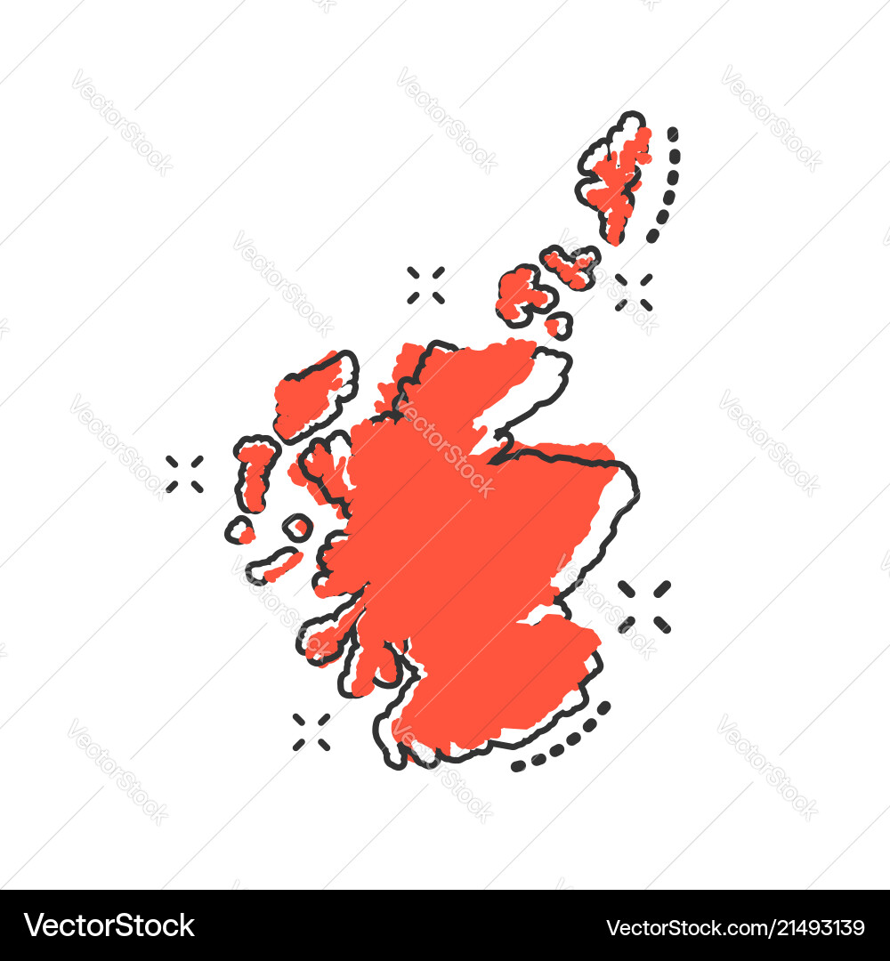 Cartoon scotland map icon in comic style Vector Image