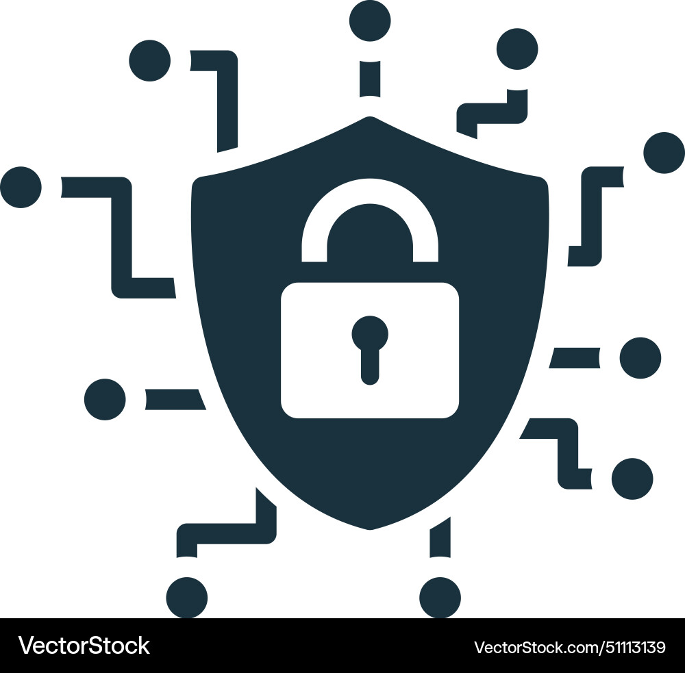Cybersecurity icon monochrome simple remote work Vector Image