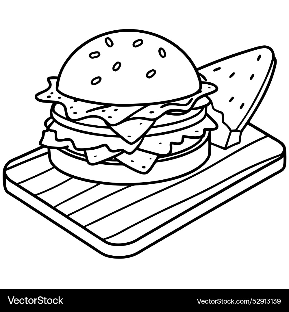 Delicious burger with lettuce bacon tomato Vector Image