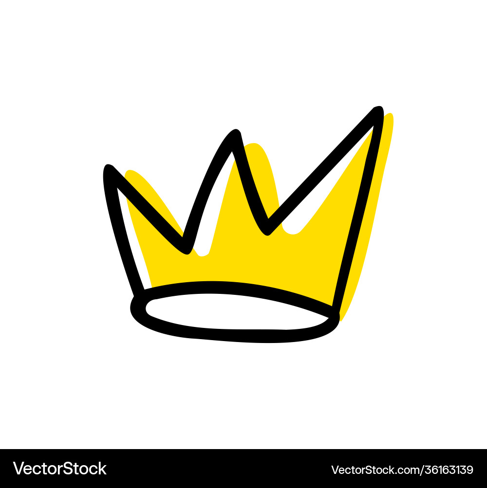 Doodle crown isolated on white Royalty Free Vector Image