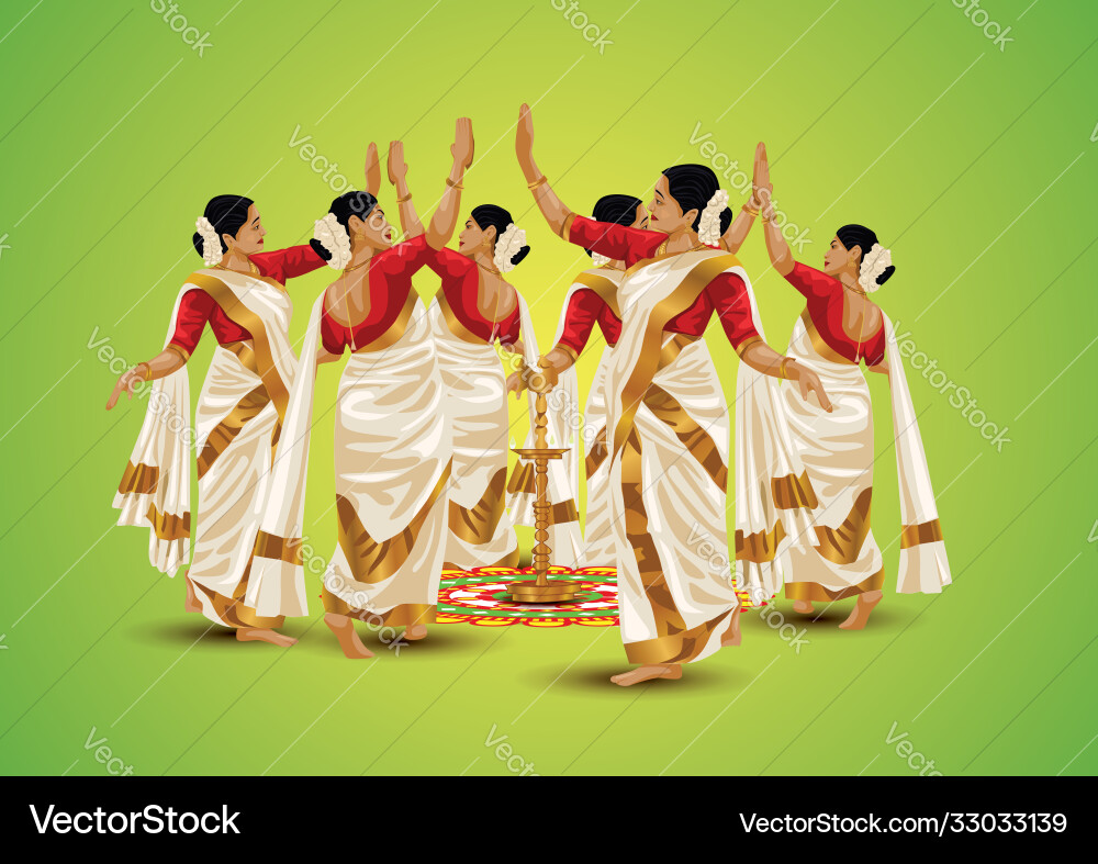 Happy onam greetingsthiruvathiraa traditional Vector Image