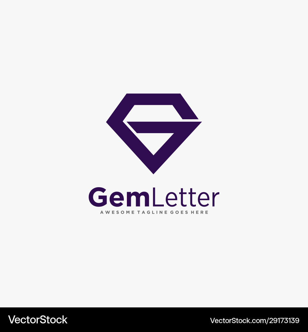 Logo gem letter line art style Royalty Free Vector Image