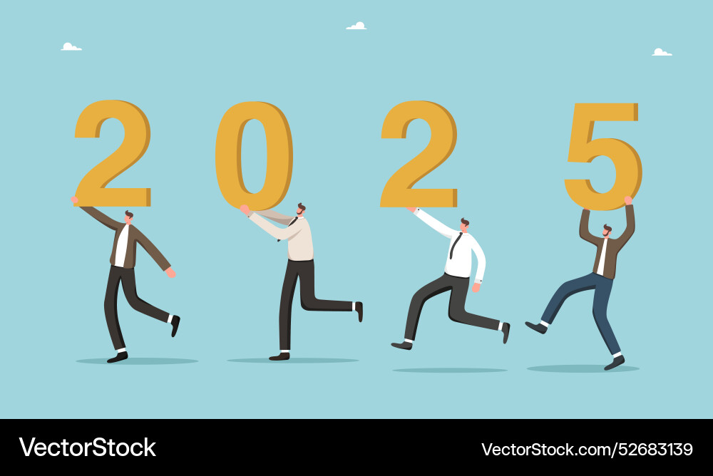 People are running with numbers 2025 Royalty Free Vector
