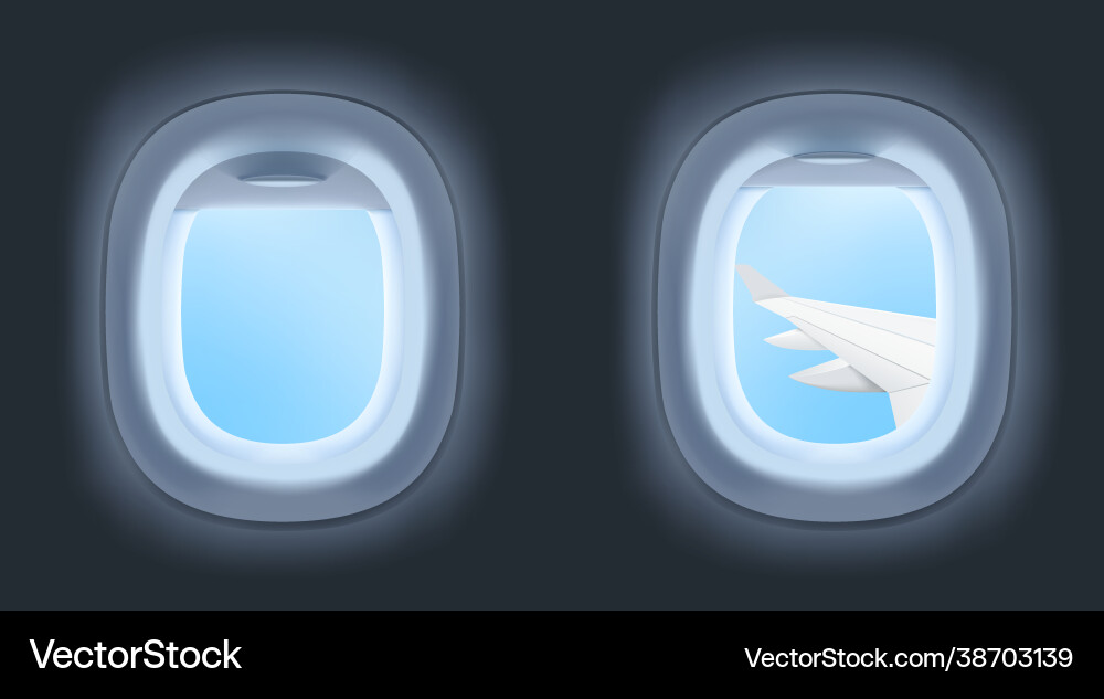 Realistic airplane windows Royalty Free Vector Image