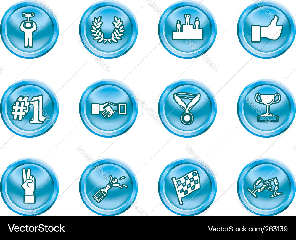 Success and vctory icons Royalty Free Vector Image