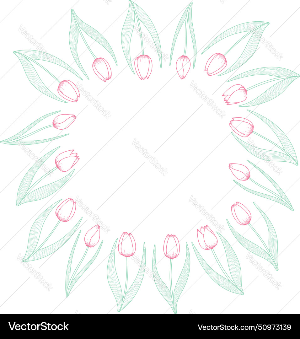 Tulip flowers frame border Royalty Free Vector Image