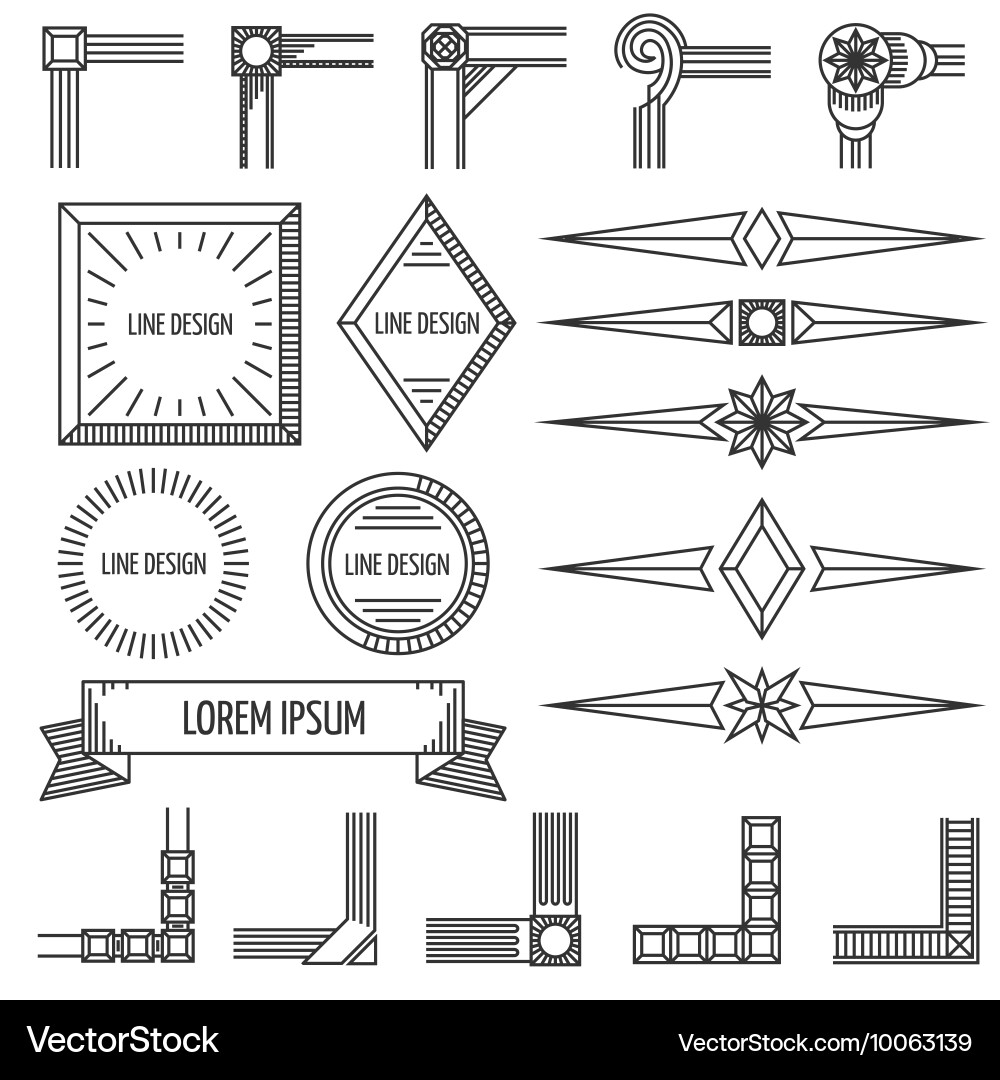 Vintage thin line geometric shapes frames Vector Image