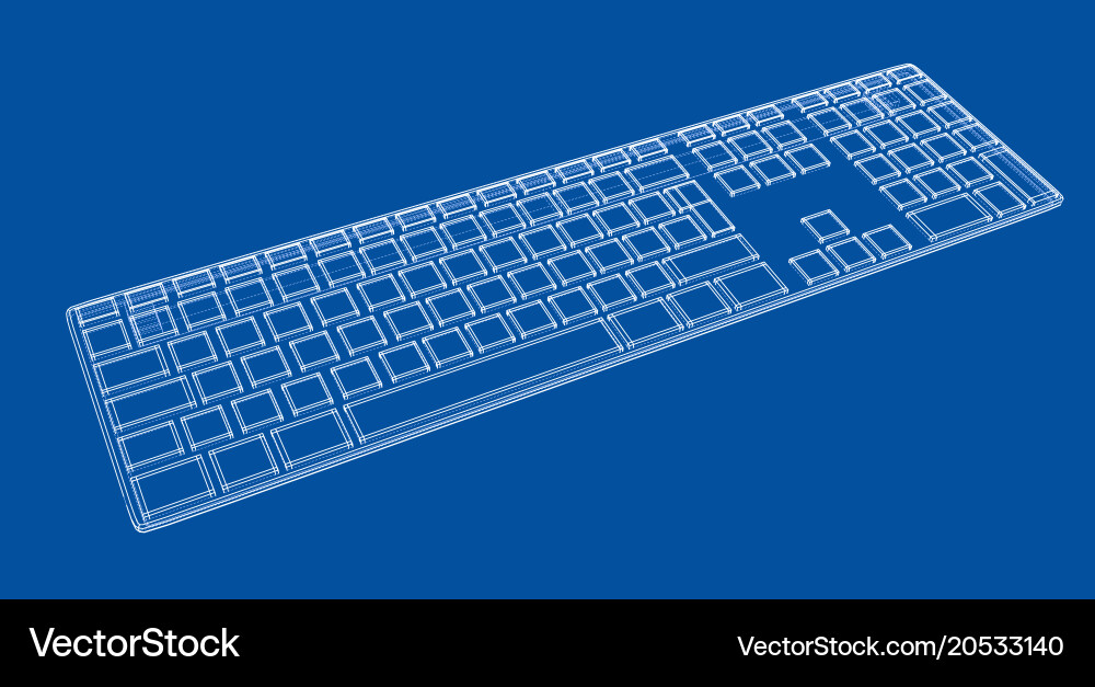 3D Computer Keyboard Outline Royalty Free Vector Image