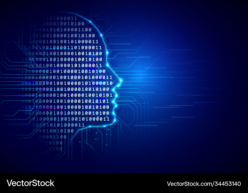 Artificial intelligence background with human head