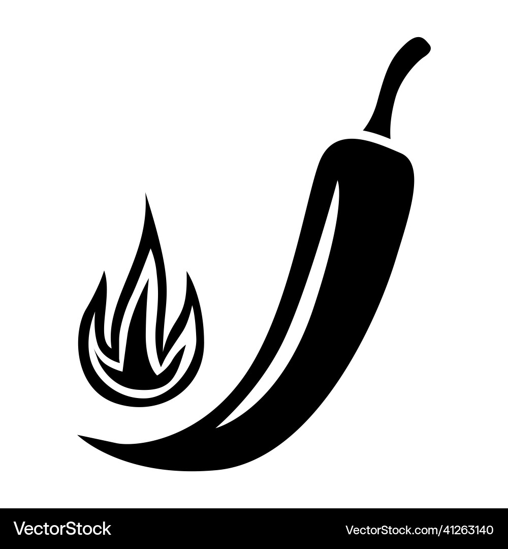 Black hot pepper with fire icon Royalty Free Vector Image