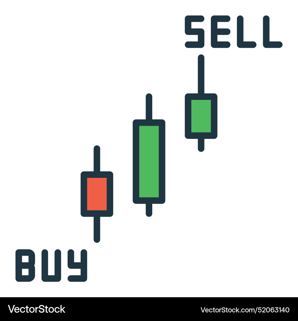 Buy sell candlestick chart trading colored icon Vector Image