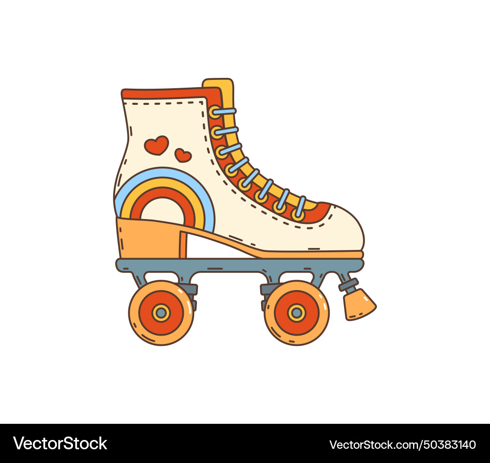 Cartoon retro groovy hippie roller skate Vector Image