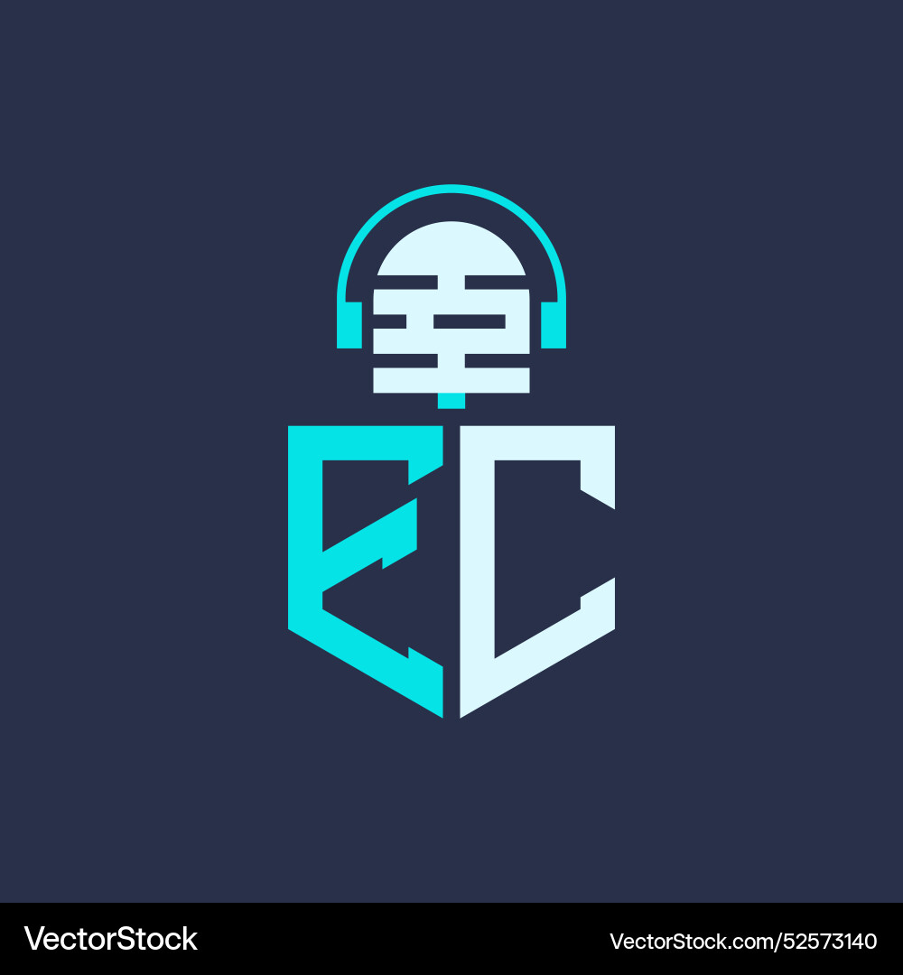 Ec microphone logo design for audio music Vector Image