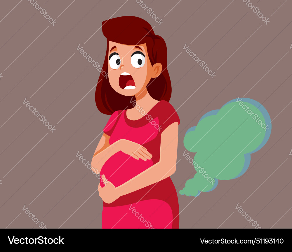 Embarrassed Pregnant Woman - Flatulence Royalty Free Vector