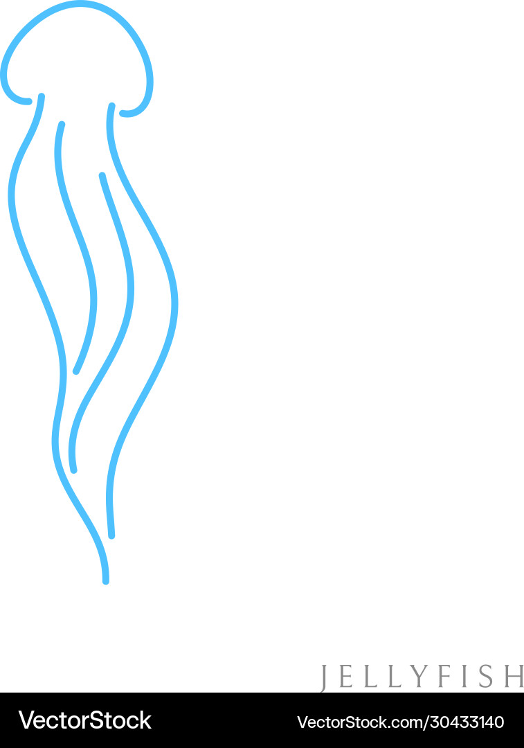 Jellyfish outline style Royalty Free Vector Image