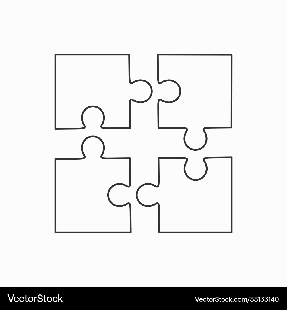 Jigsaw puzzle blank square four separate Vector Image