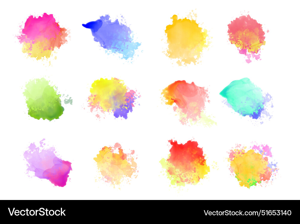 Pack of abstract vibrant liquid splatter Vector Image