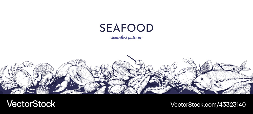 Sea food pattern fresh marine fish and ocean Vector Image
