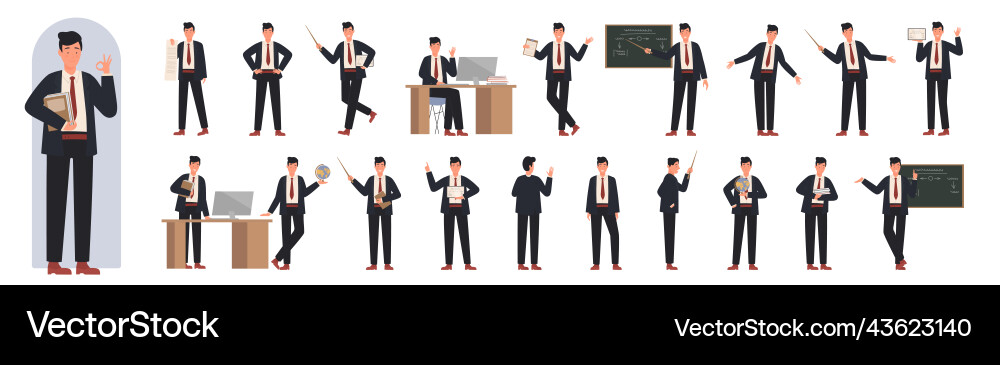 Teacher Gestures and Poses Royalty Free Vector Image