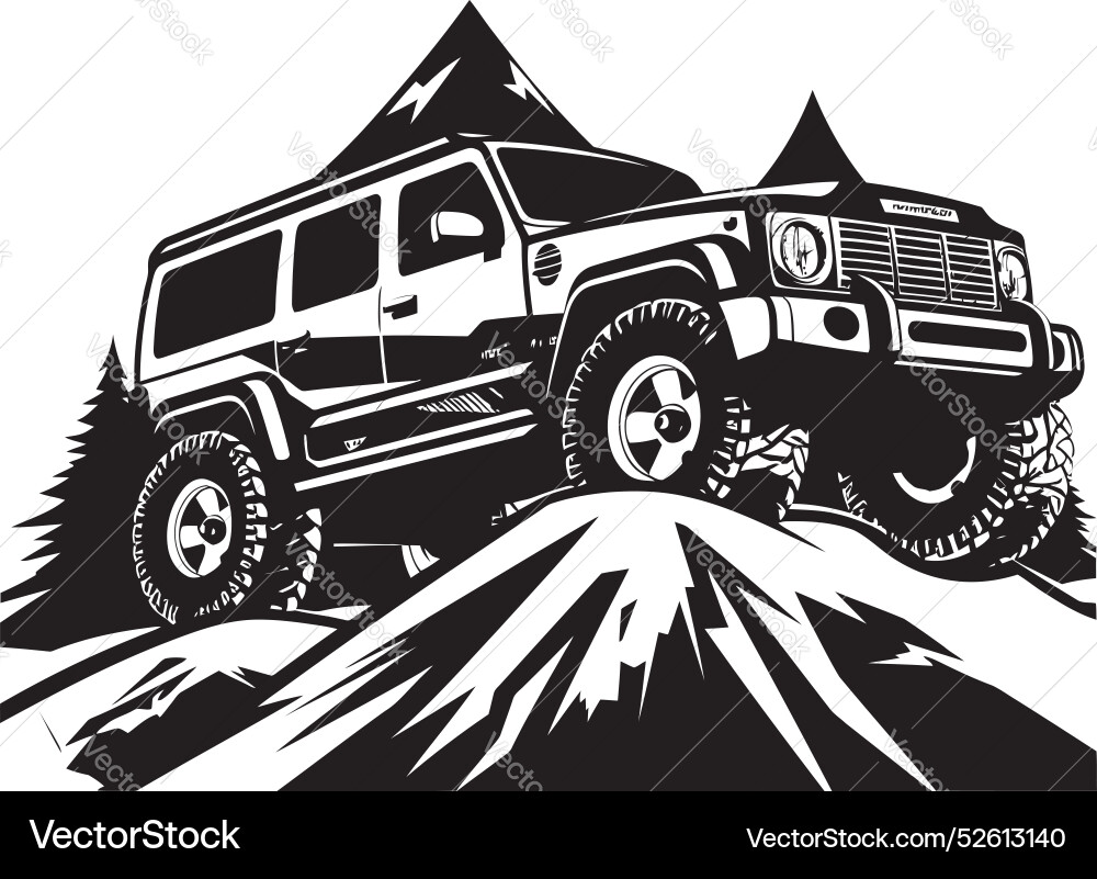Trailblazing triumph 4x4 suv and mountain Vector Image